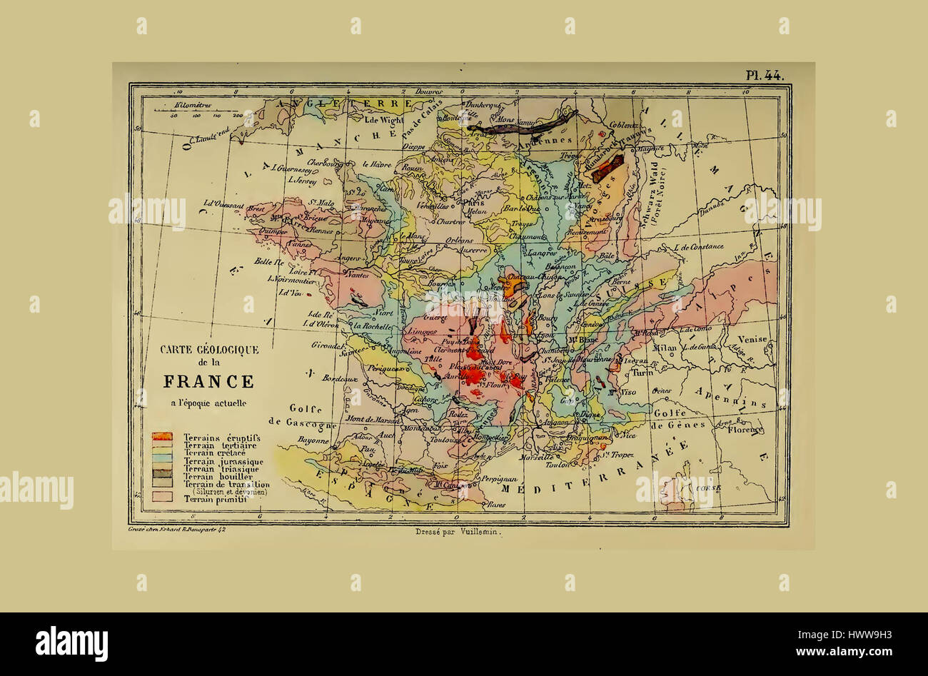 „Bouillet Atlas Universel, Carte 44“ ist eine Karte aus dem berühmten atlas aus dem 19 ...