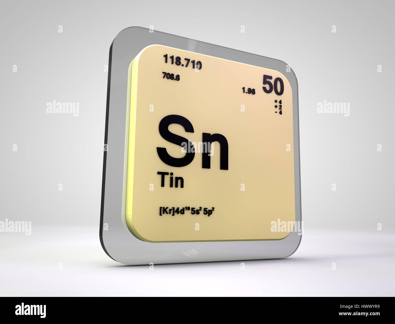Zinn - Sn - Chemisches Element Periodensystem 3d render Stockfotografie ...