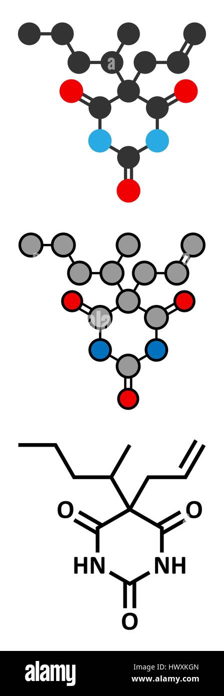 Secobarbital Barbiturat Beruhigungsmittel Molekül. Stilisierte 2D ...