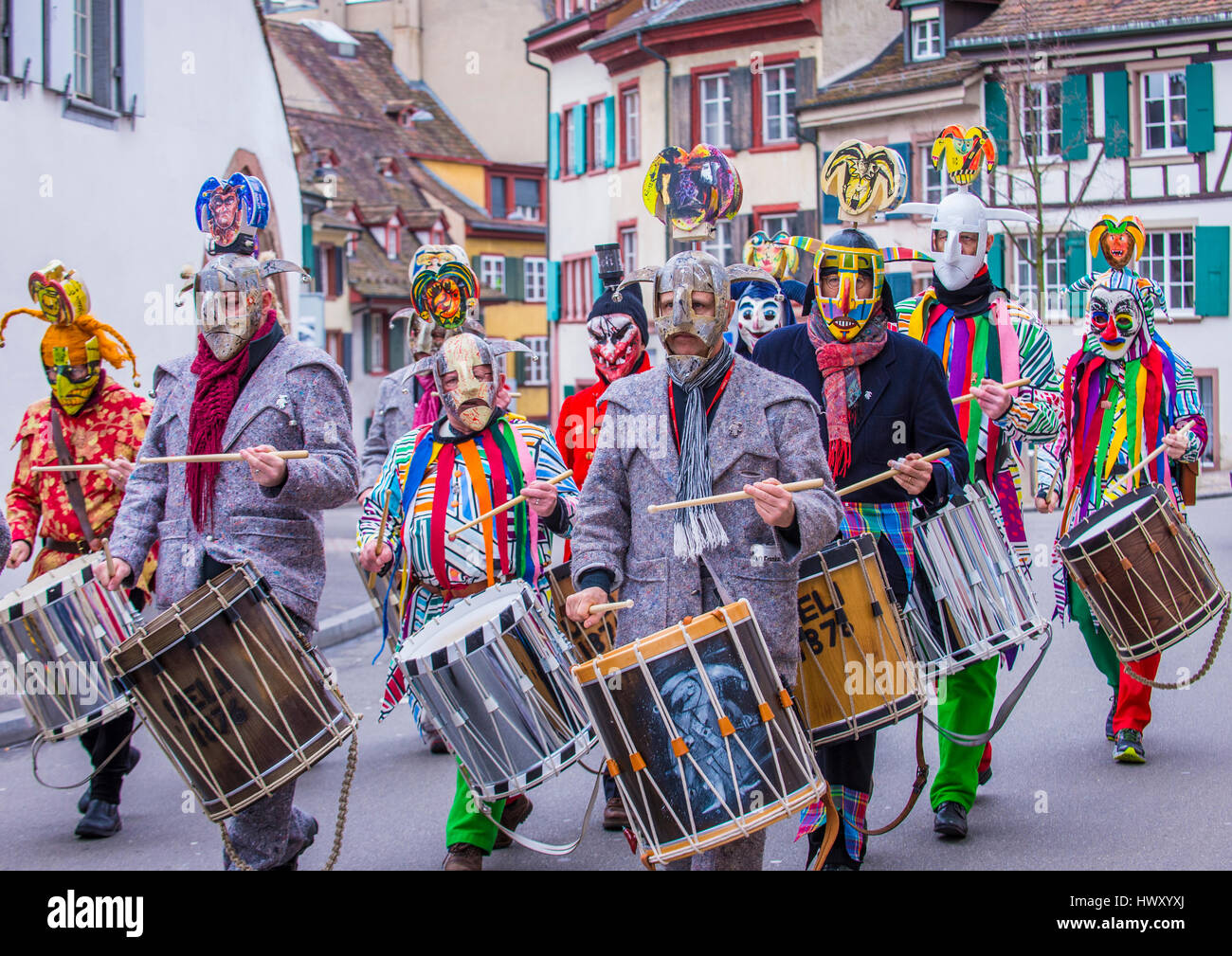 BASEL, SCHWEIZ - MÄRZ 08: Teilnehmer der Basler Fasnacht in Basel ...