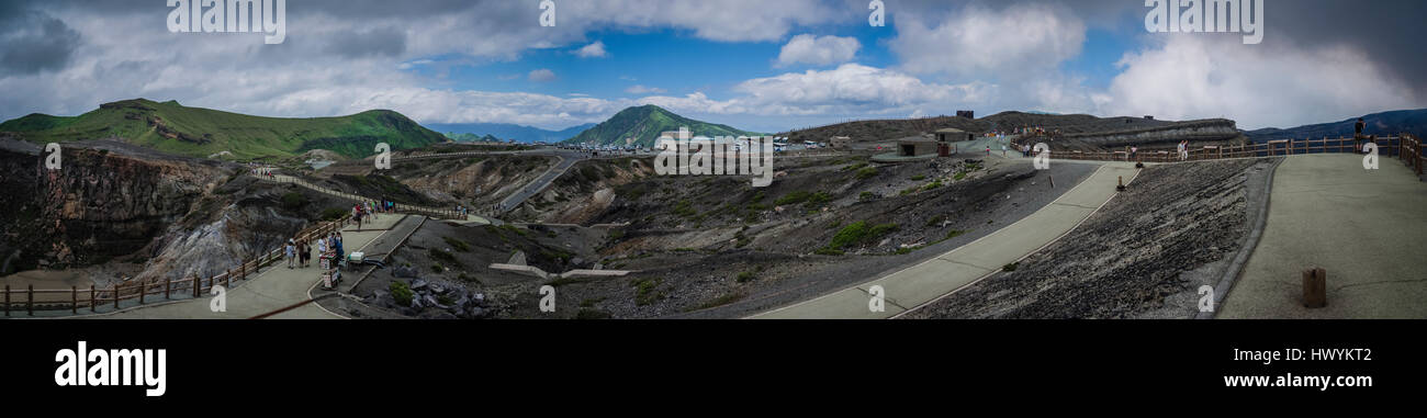 Mount Aso aktive Vulkan auf der Insel Kyushu, Südjapan Stockfotografie ...