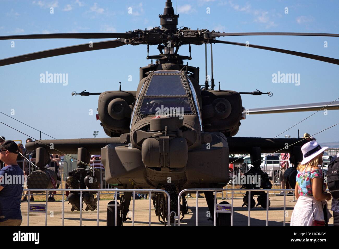 AH-64E Apache-Hubschrauber auf dem Display an der Avalon Airshow ...