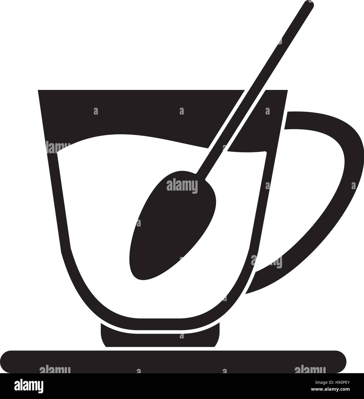 Kaffee Tasse Löffel Teller Piktogramm Stock-Vektorgrafik - Alamy