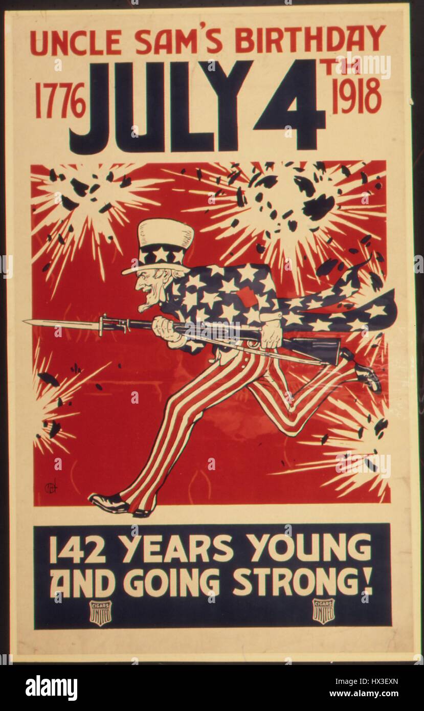 Ein Poster von Uncle Sams Geburtstag besagt: 142 Jahre jung und Going ...