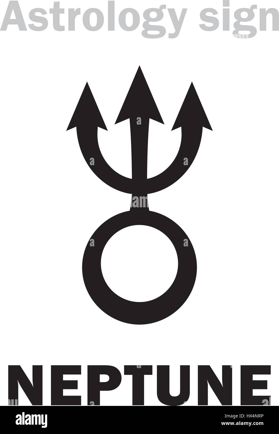 Astrologie-Alphabet: Neptun, höheren Planeten. Hieroglyphen Charakter ...