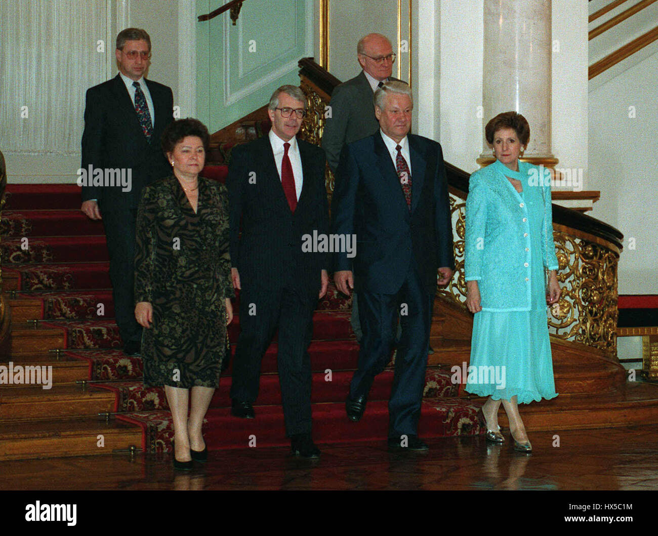 JOHN & NORMA MAJOR & BORIS & NAINA Jelzin im Kreml Fuß 22. Februar 1994 ...