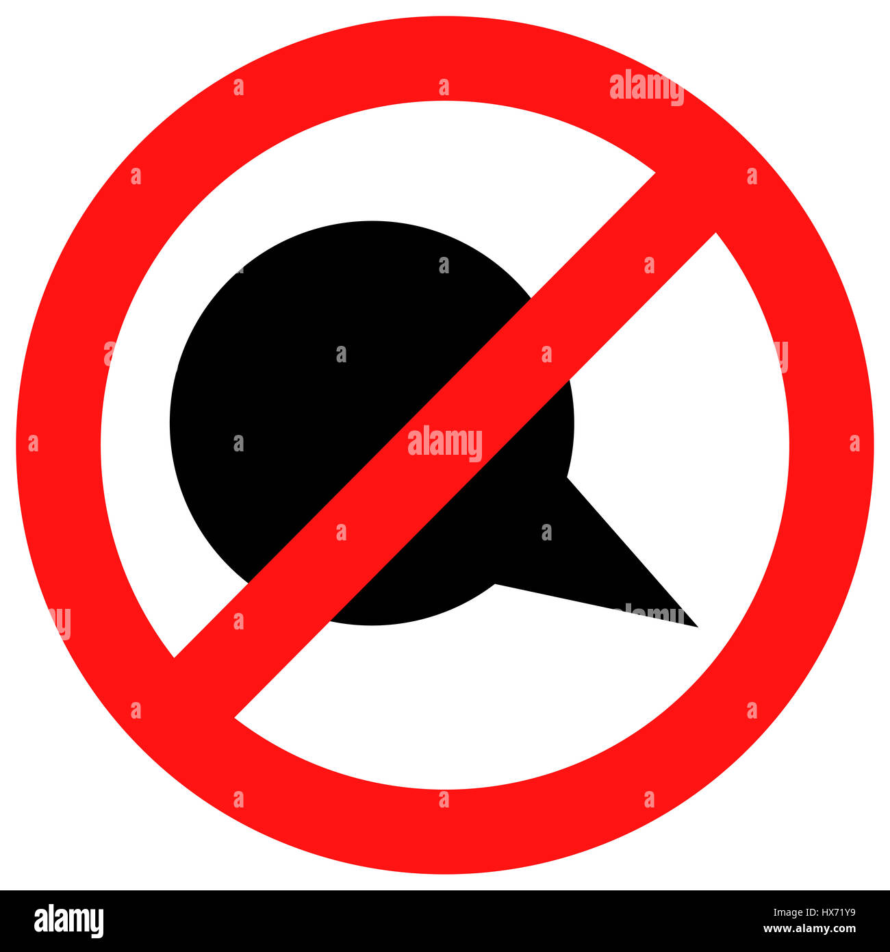 Ban sprechen Symbol. Melden Sie keine sprechen, verboten und warnende ...