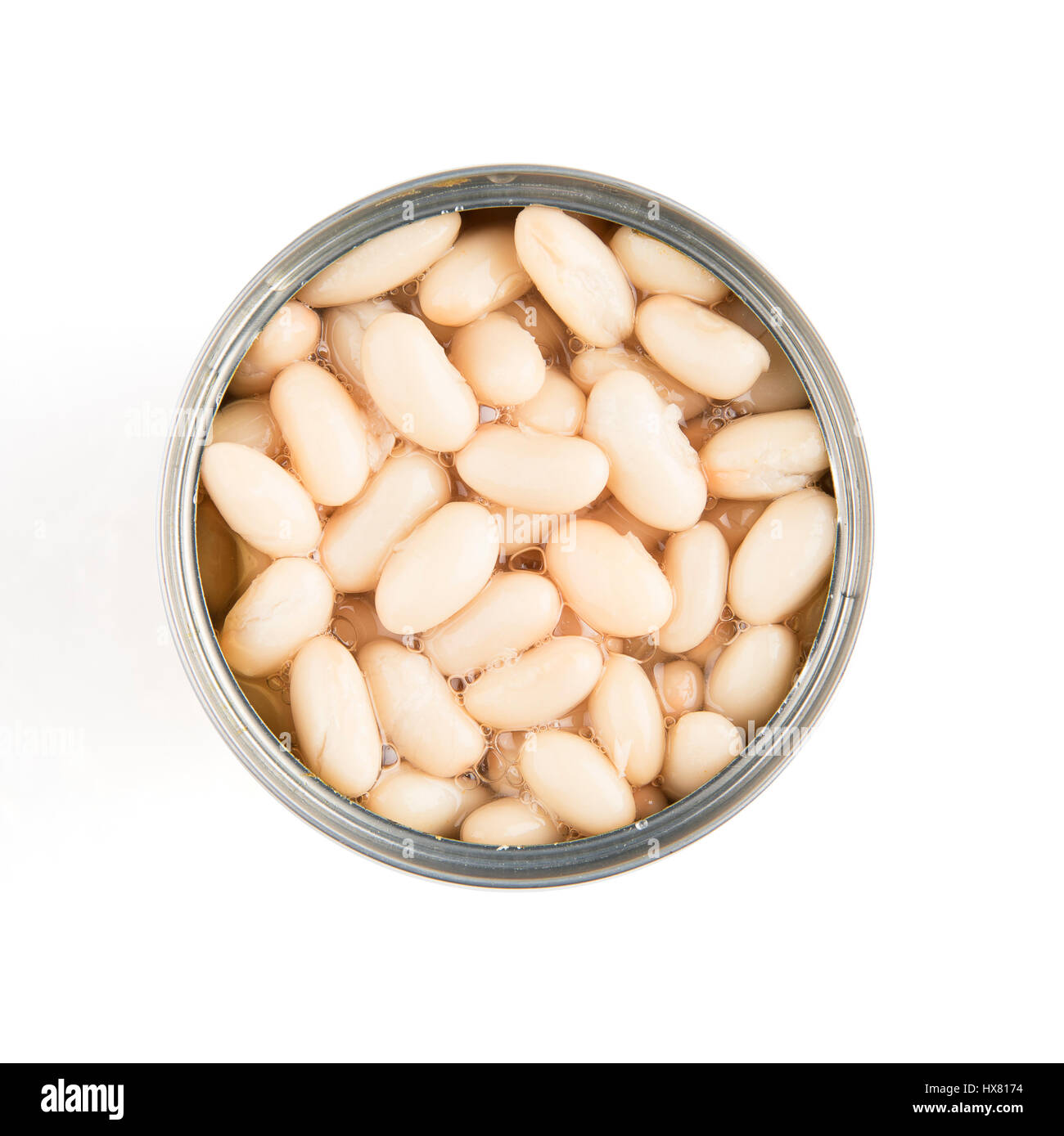 Dose weiße Bohnen oder großen nördlichen Bohnen, isoliert und von oben ...