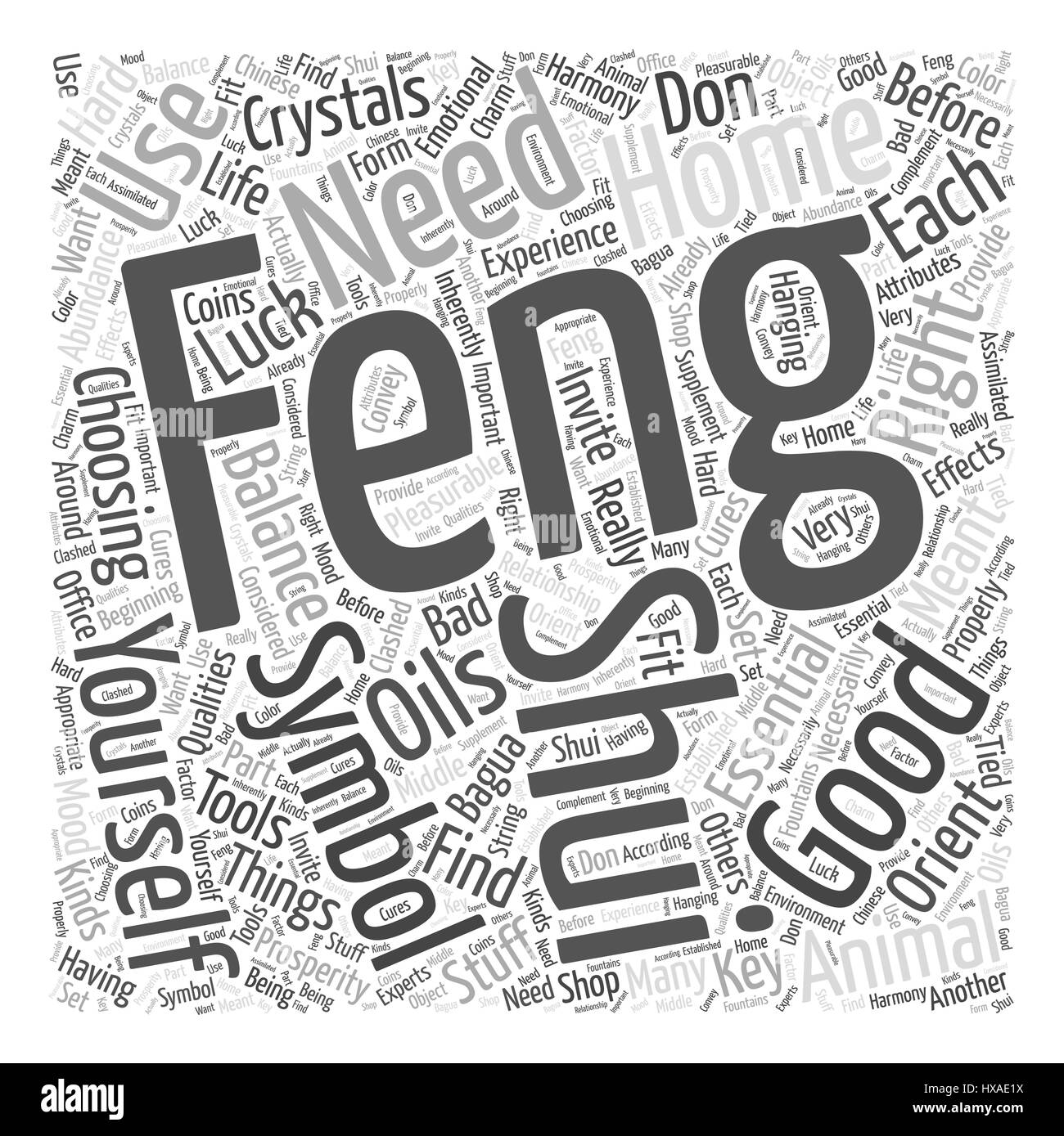 Feng Shui Symbole für Wohlstand und Fülle Word Cloud-Konzept Stock ...