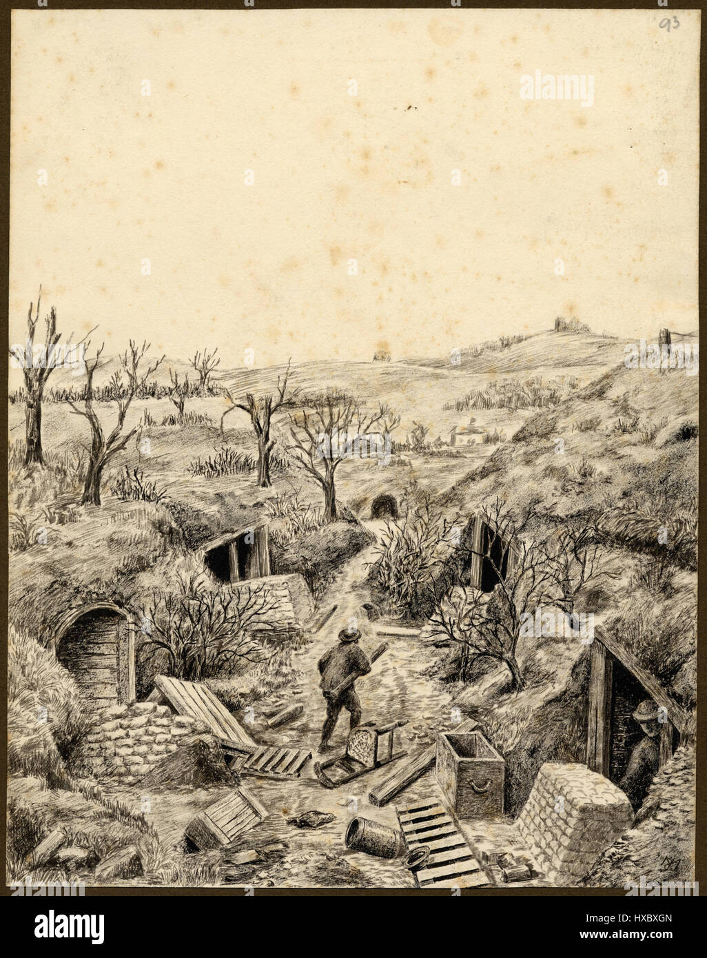 Trench - Skizze von anonymen britischer Soldat (Knowed als "JM ...