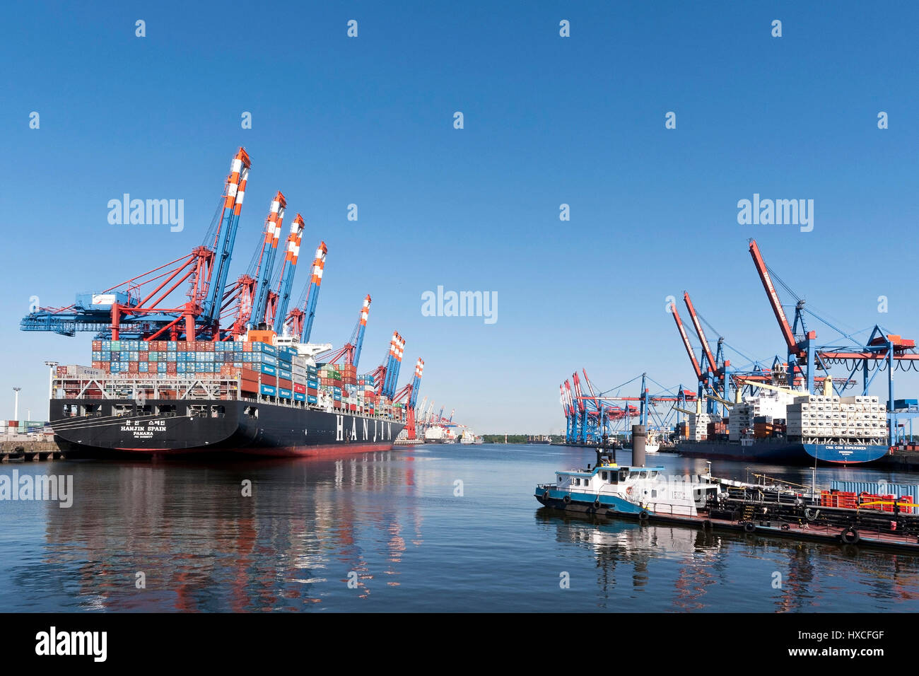 Containerschiffe im Container terminal Kai Burchard im Hamburger Hafen ...