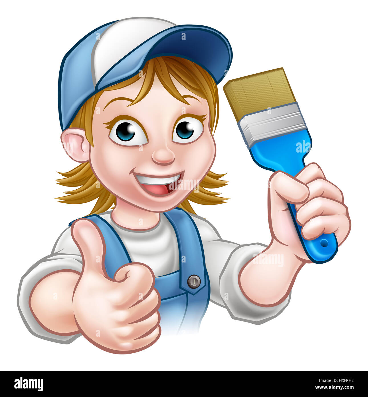 Ein Handwerker Maler Dekorateur Cartoon-Figur hält einen Pinsel und ...