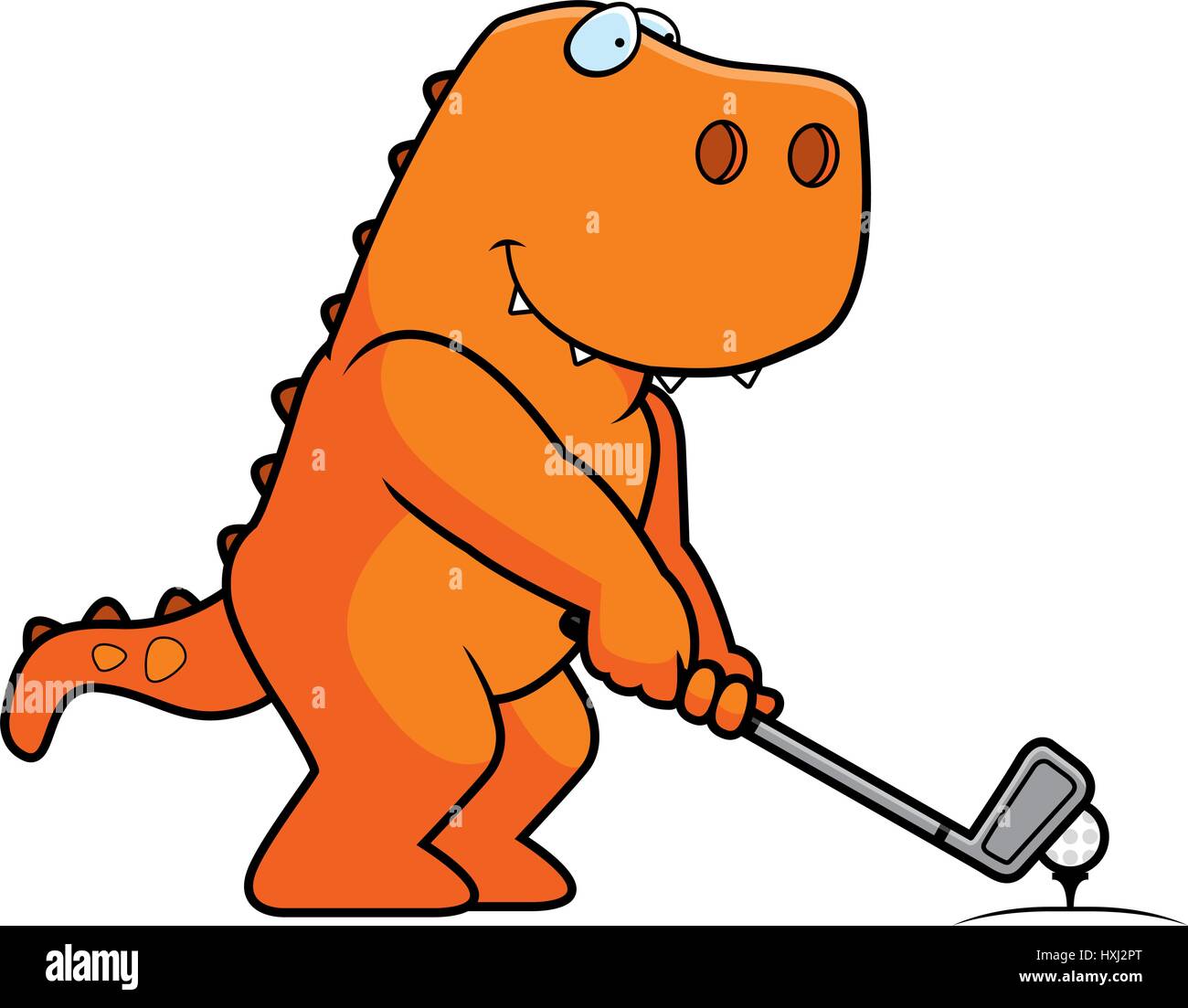 Eine Karikatur Illustration eines Tyrannosaurus Rex Golf spielen Stock ...