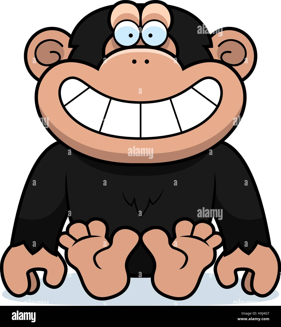 Ein Cartoon Illustration ein Schimpanse sitzt Stock-Vektorgrafik - Alamy