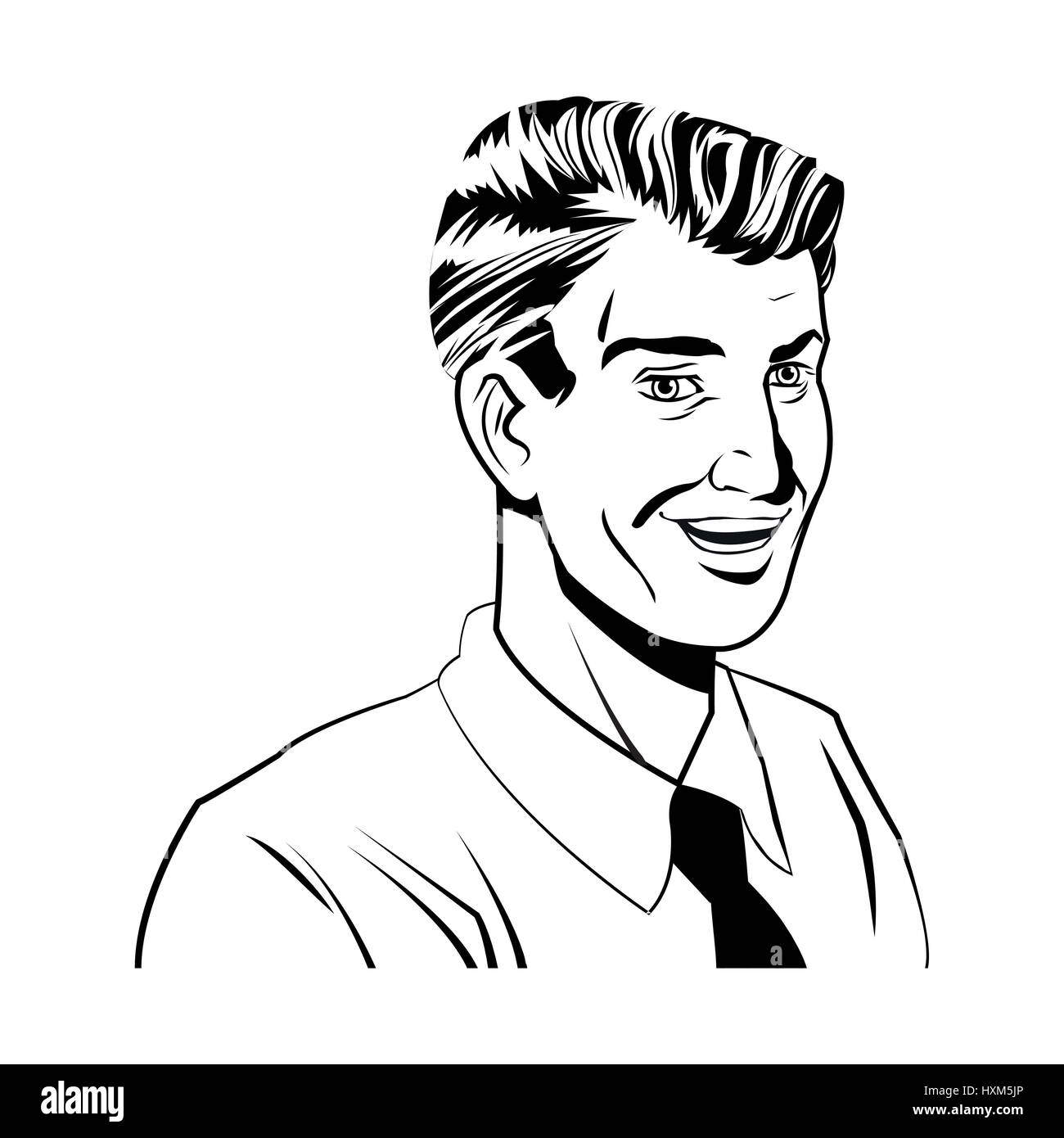 glücklicher Mann Comic-Stil schwarz / weiß Stock-Vektorgrafik - Alamy