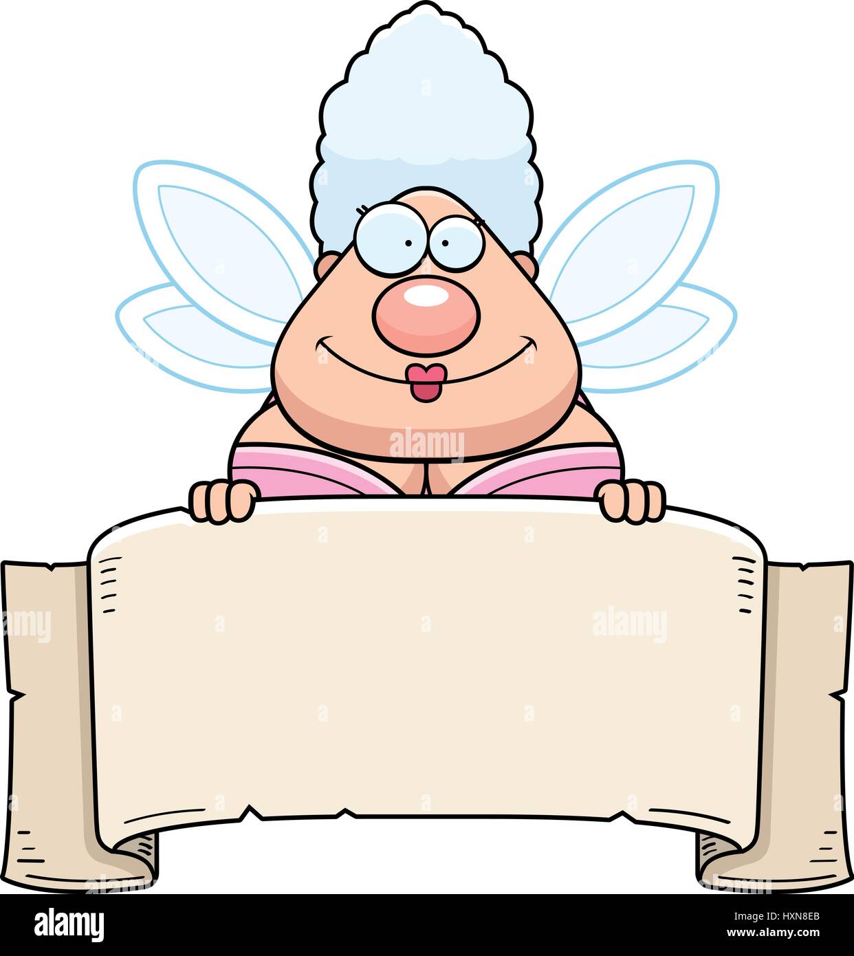 Ein Cartoon Illustration eine gute Fee mit einem Banner-Schild Stock ...