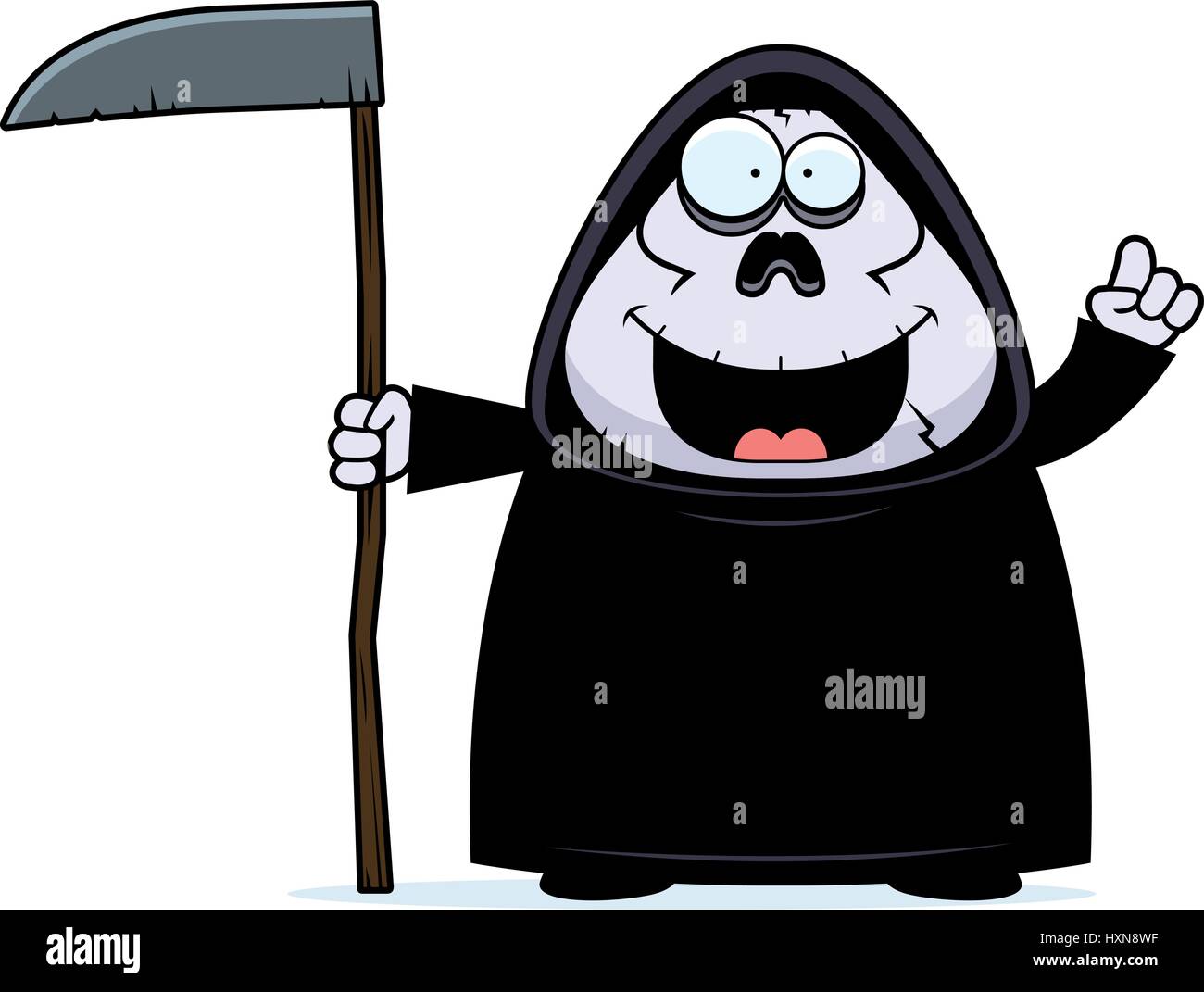 Ein Cartoon Illustration ein Sensenmann mit einer Idee Stock ...