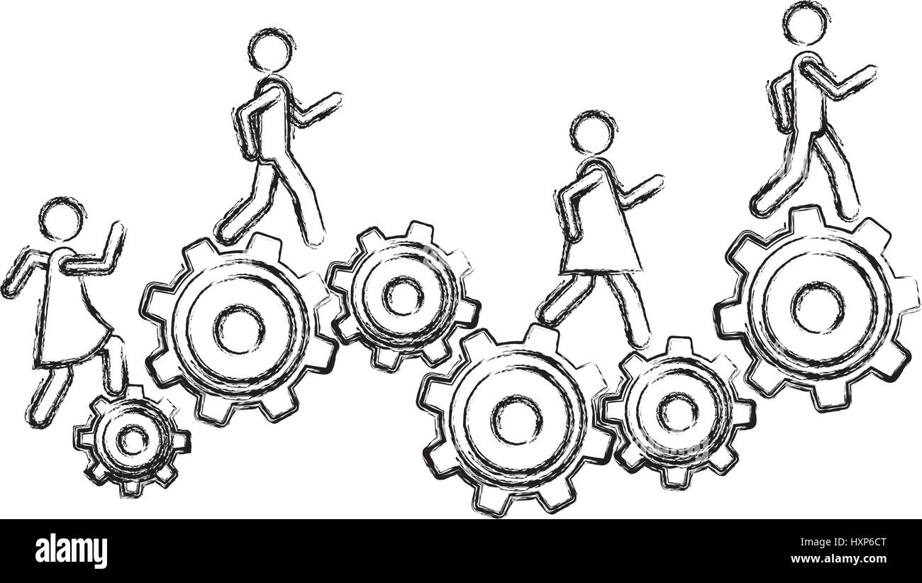 monochrome Skizze von Mensch und Industrie Fortschritte Stock ...