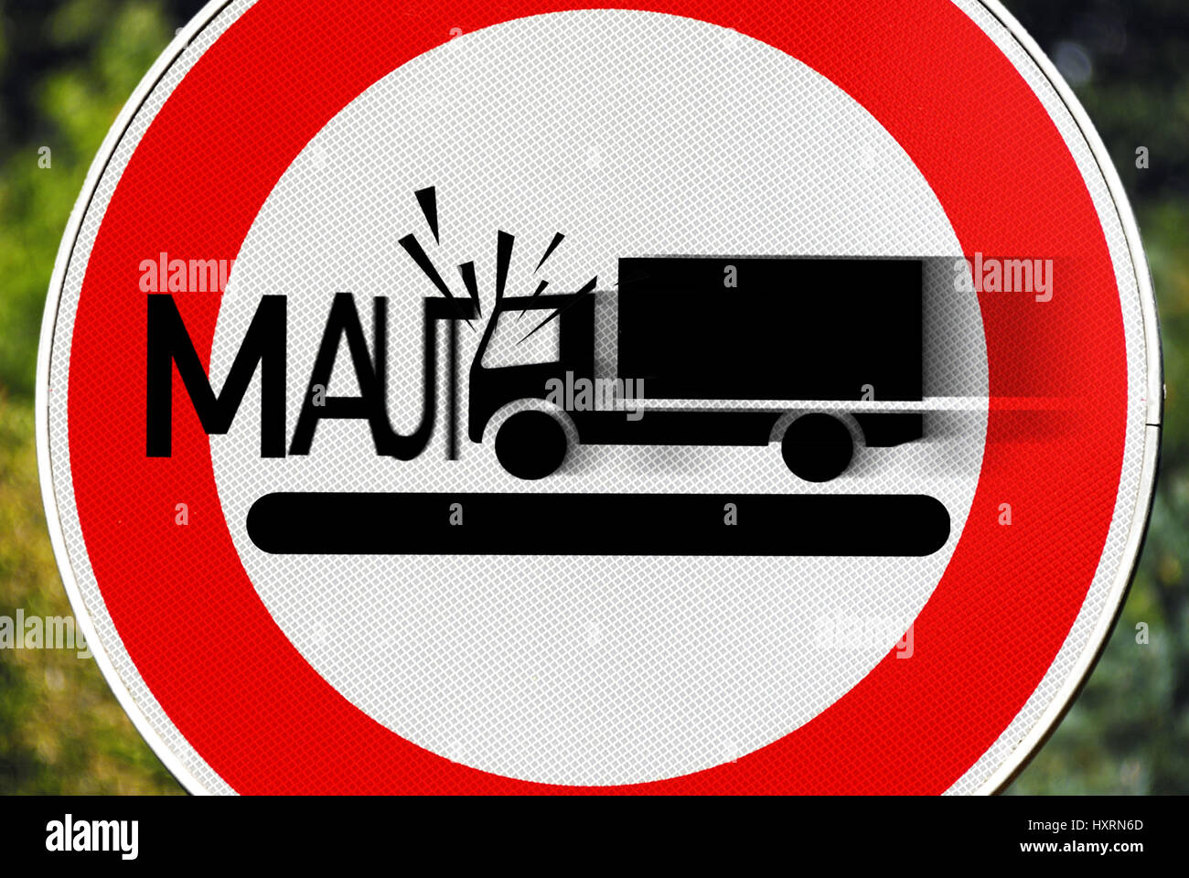 Zeichen-LKW-Maut, Bild-Montage, Schild LKW-Maut, Bildmontage ...
