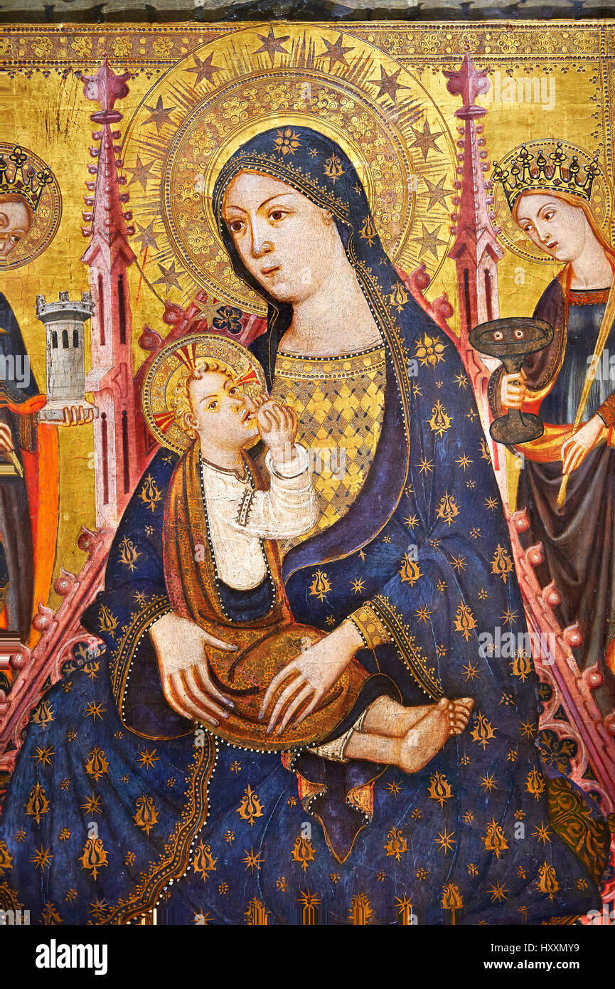 Gotische Altar der Madonna und Kind stillen oder Madonna Lactans, aus ...