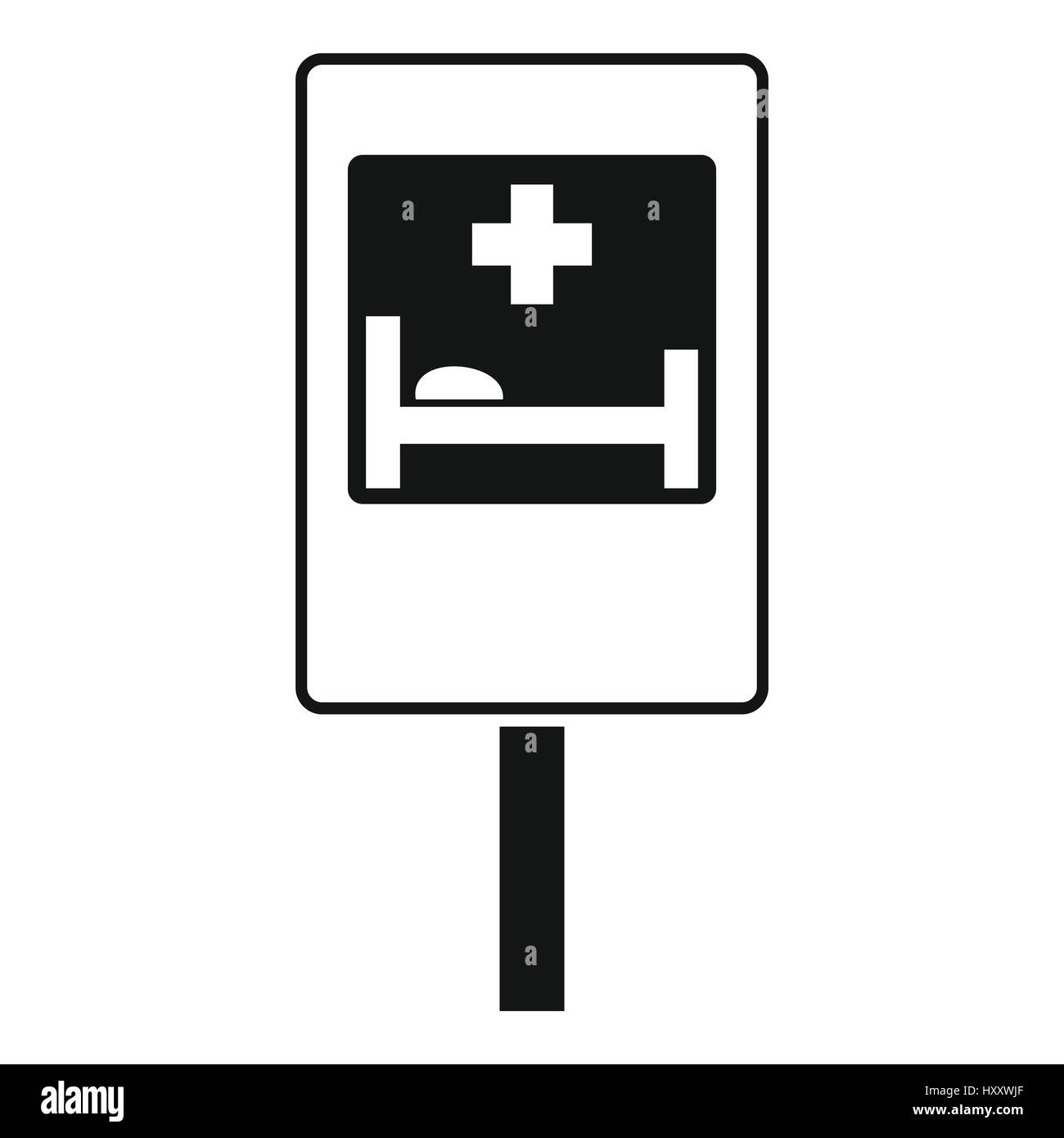 Symbol des Krankenhauses Straße Zeichen Symbol, einfachen Stil Stock ...