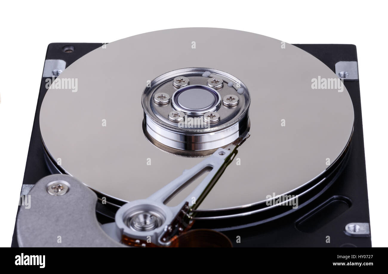 Makroaufnahme von der Festplatte aus dem Computer von innen ...