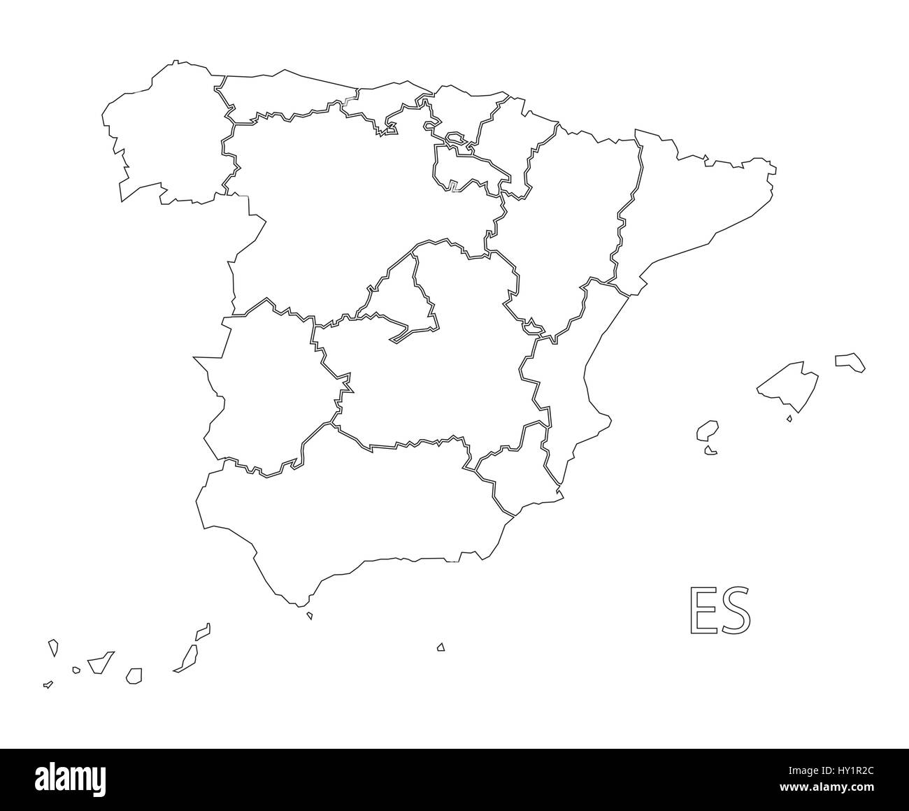 Spanien Umriss Silhouette Karte Abbildung mit Provinzen Stock ...