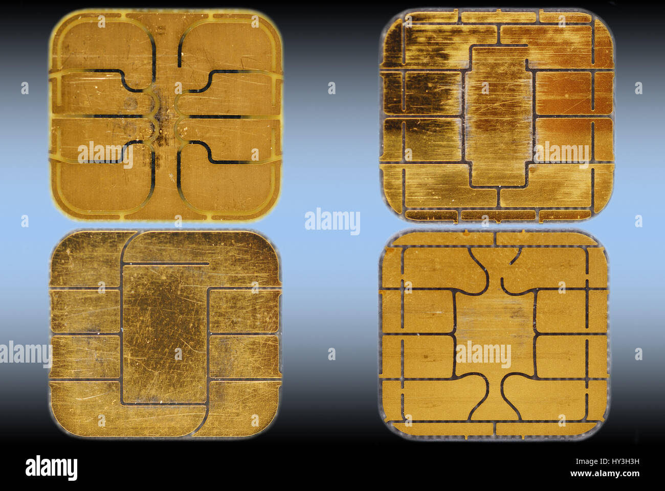 Verschiedene Speicher-Chips von EC-Karten, Unterschiedliche ...