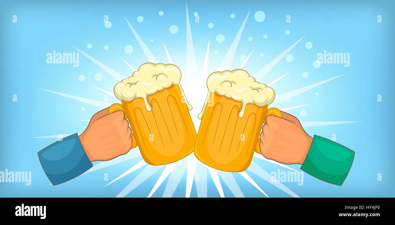 Bier Prost Clink horizontale Banner, Cartoon-Stil Stock-Vektorgrafik ...