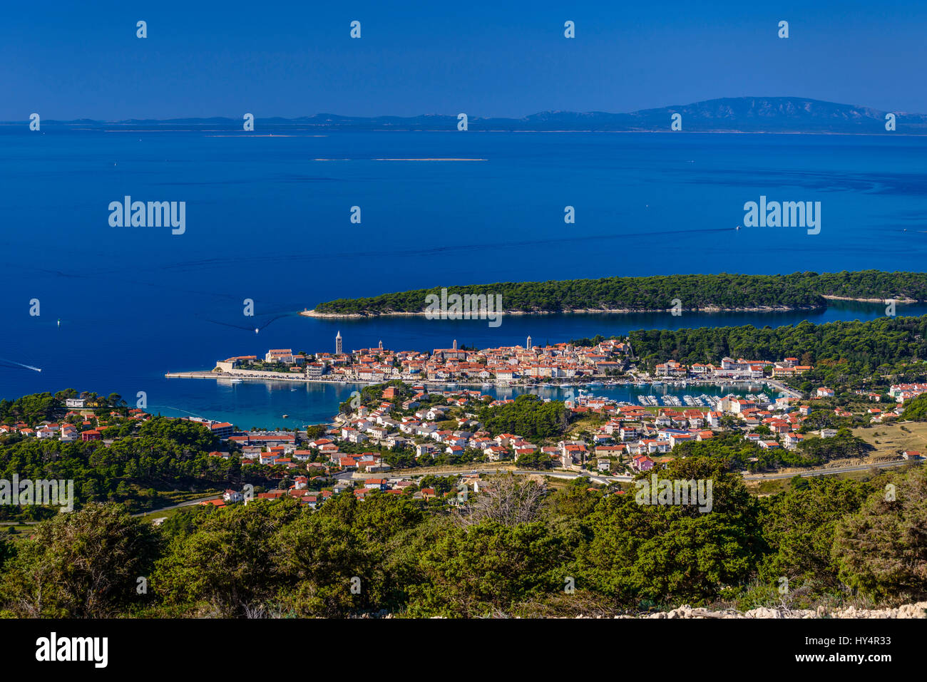 Kroatien, Kvarner Bucht, Insel Rab, Stadt Rab, Altstadt mit Hafen und ...