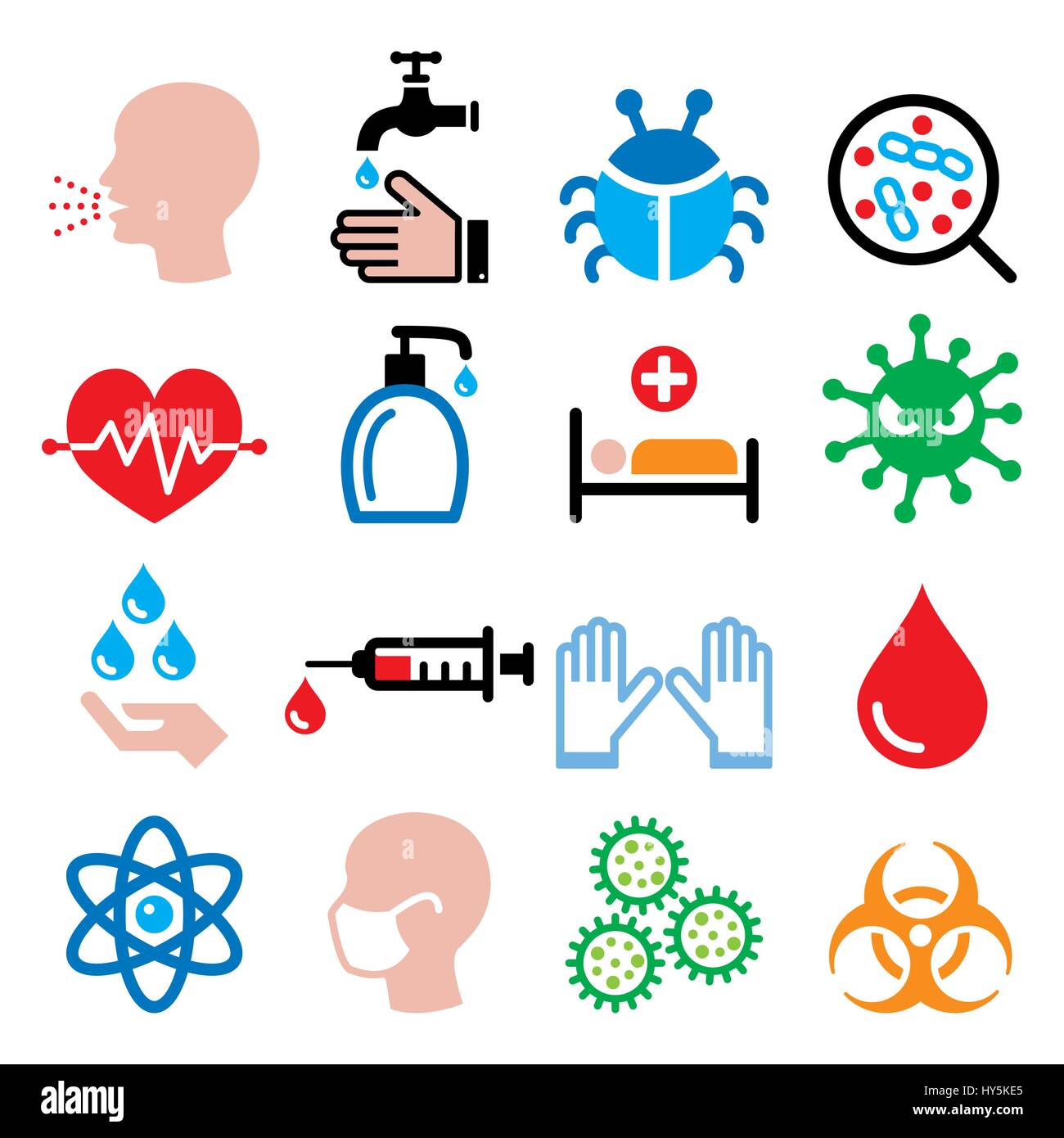 Infektion, Virus, Krankheit, Grippe - Gesundheit Icons set Stock ...