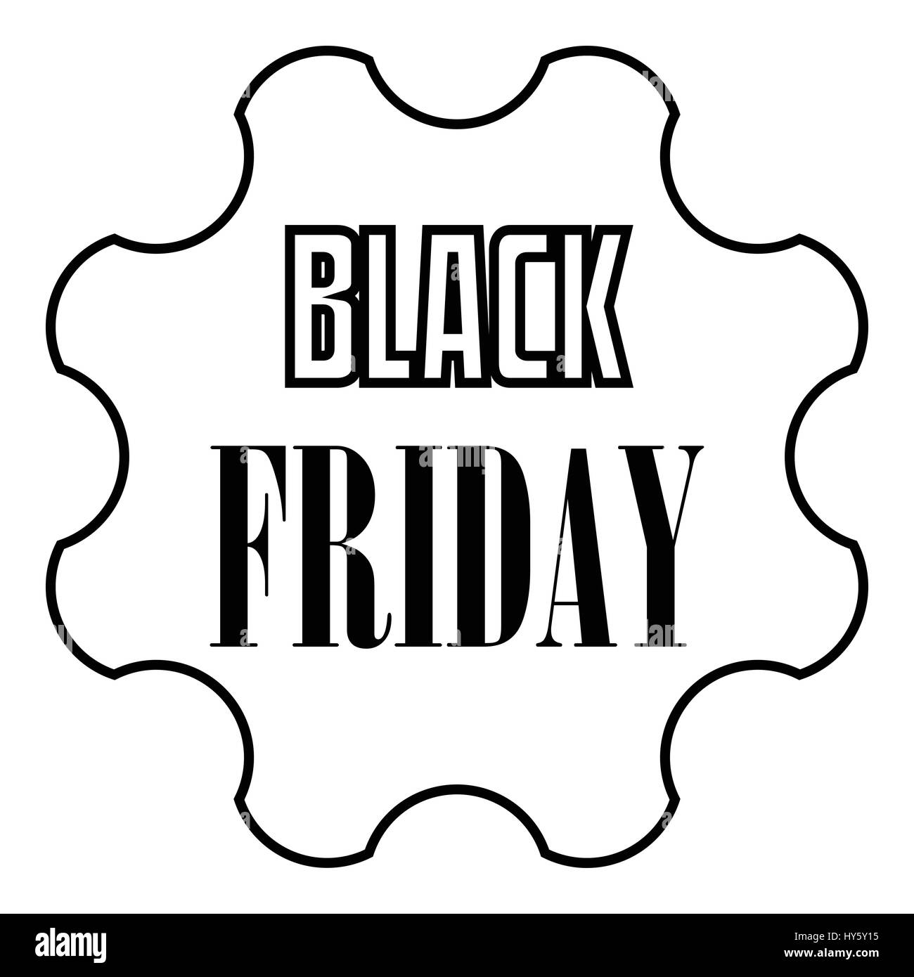 Schwarzer Freitag-Emblem Symbol, Umriss-Stil Stock-Vektorgrafik - Alamy