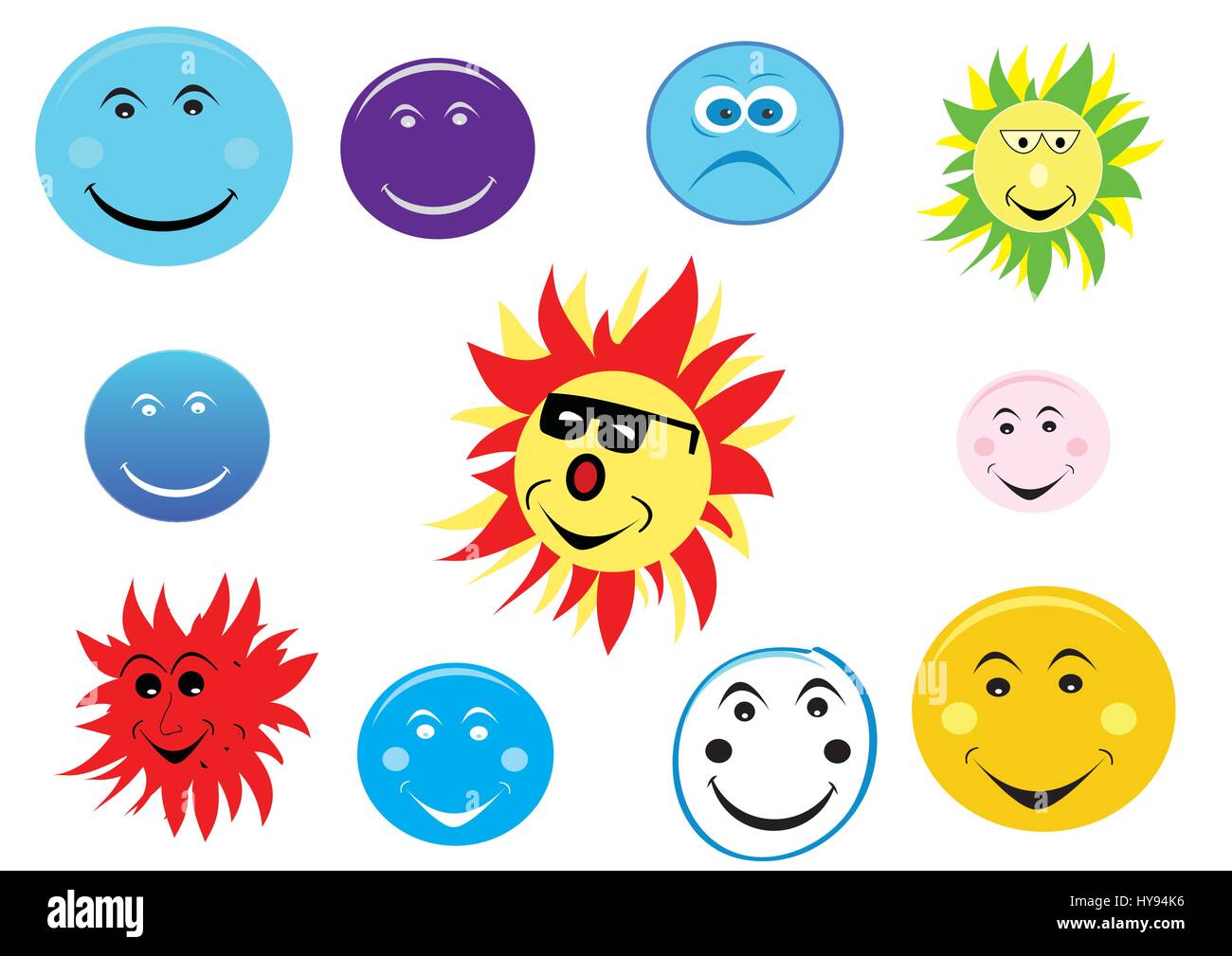 Smiley faces Symbole auf weißem Hintergrund Stock-Vektorgrafik - Alamy