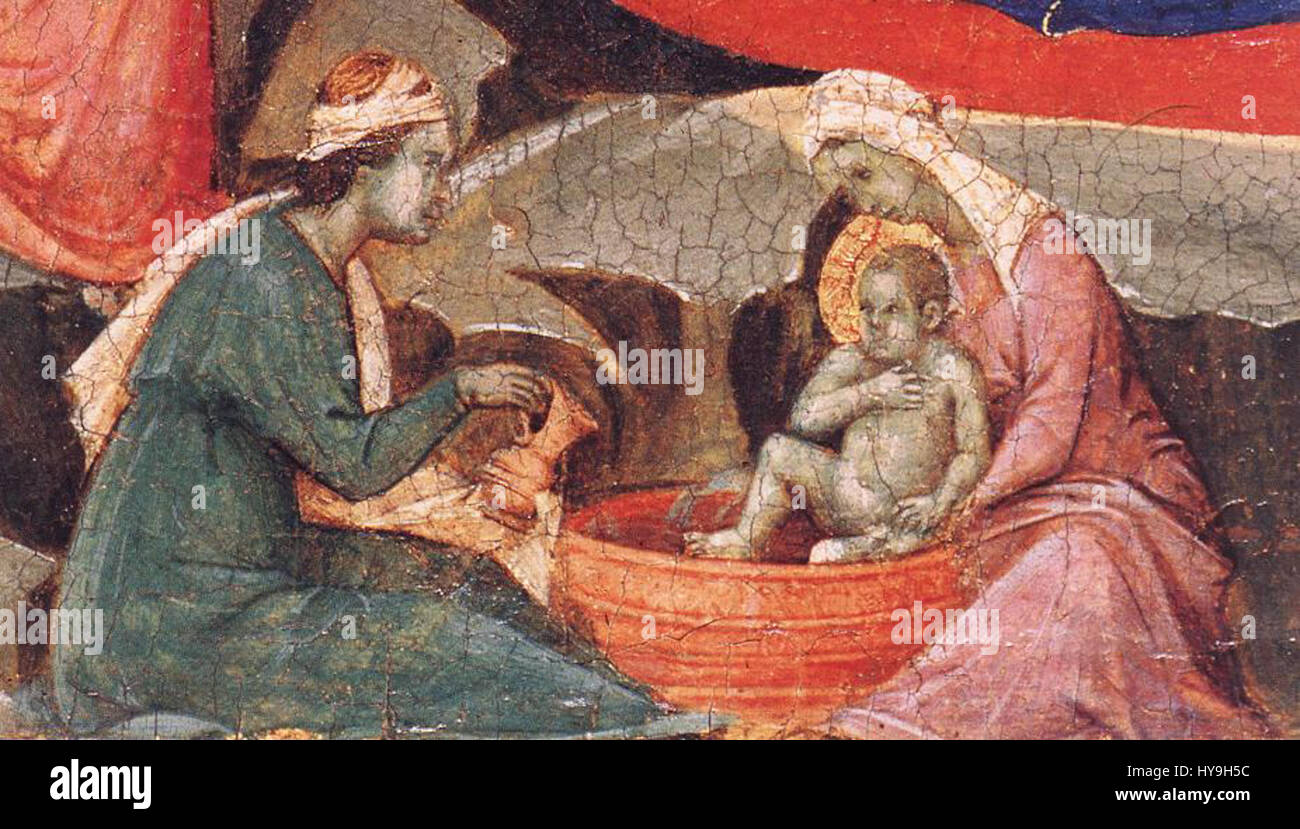 Dieses Detail aus „The Maestà“ von Duccio di Buoninsegna unterstreicht die Fähigkeit des ...