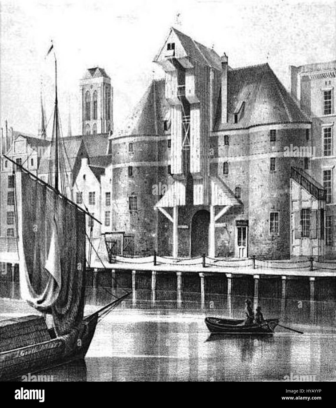 „Das Krahnthor in Danzig“ ist ein historisches Gemälde oder Druckbild ...