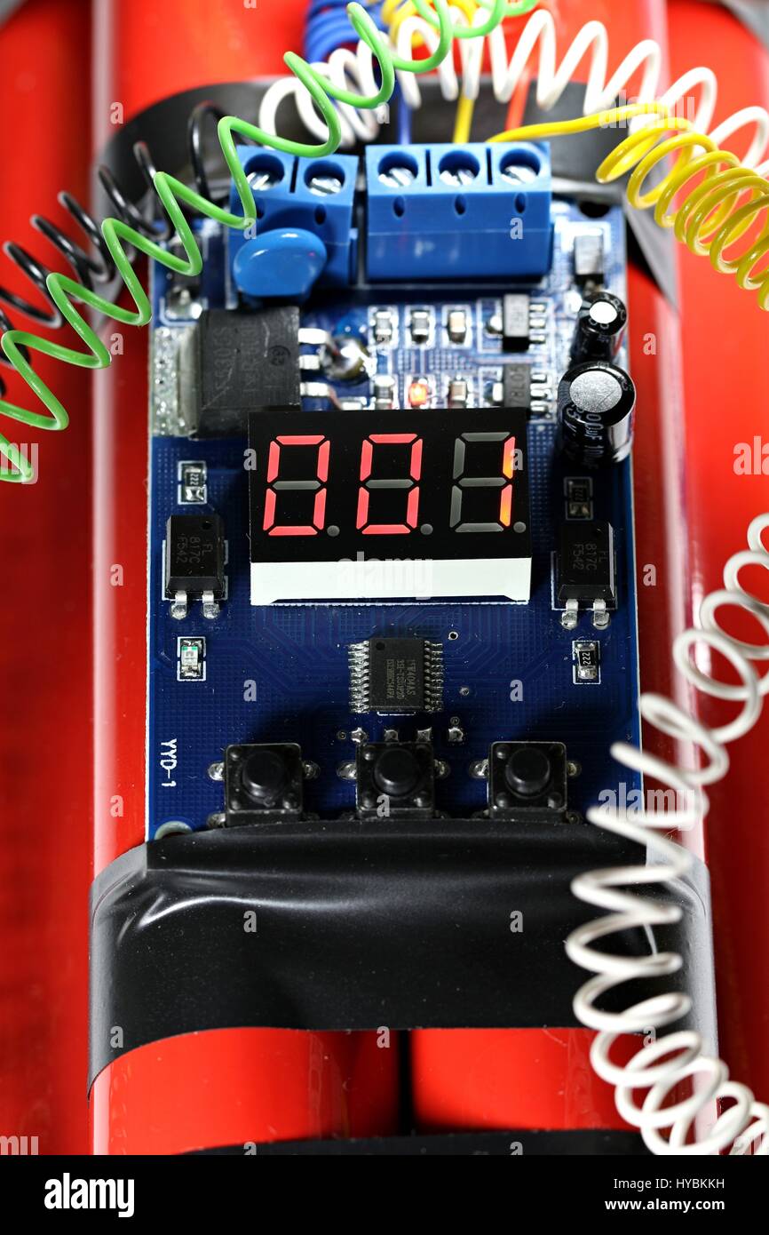 digitalen Countdown-Timer einer Bombe eine Sekunde vor der explosion ...