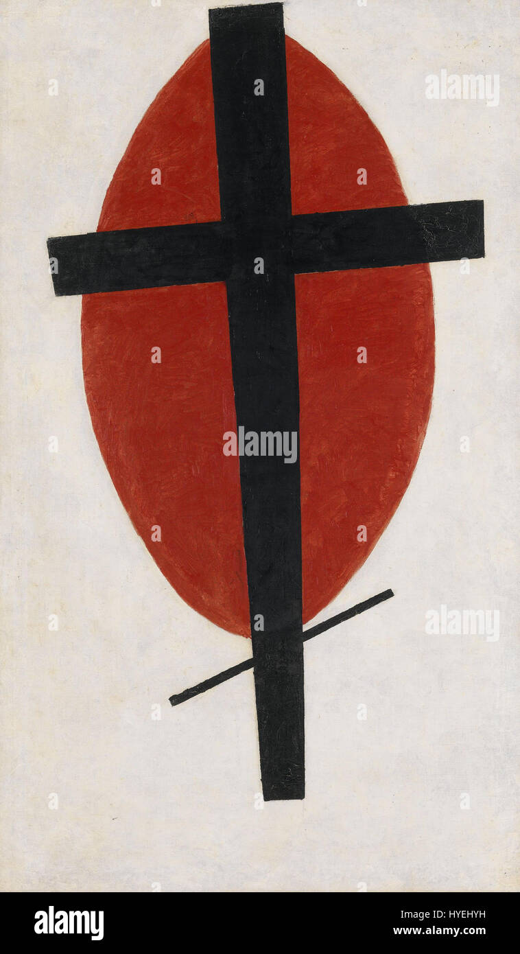 Mystische Suprematismus (schwarzes Kreuz auf rotem Oval Stockfotografie ...