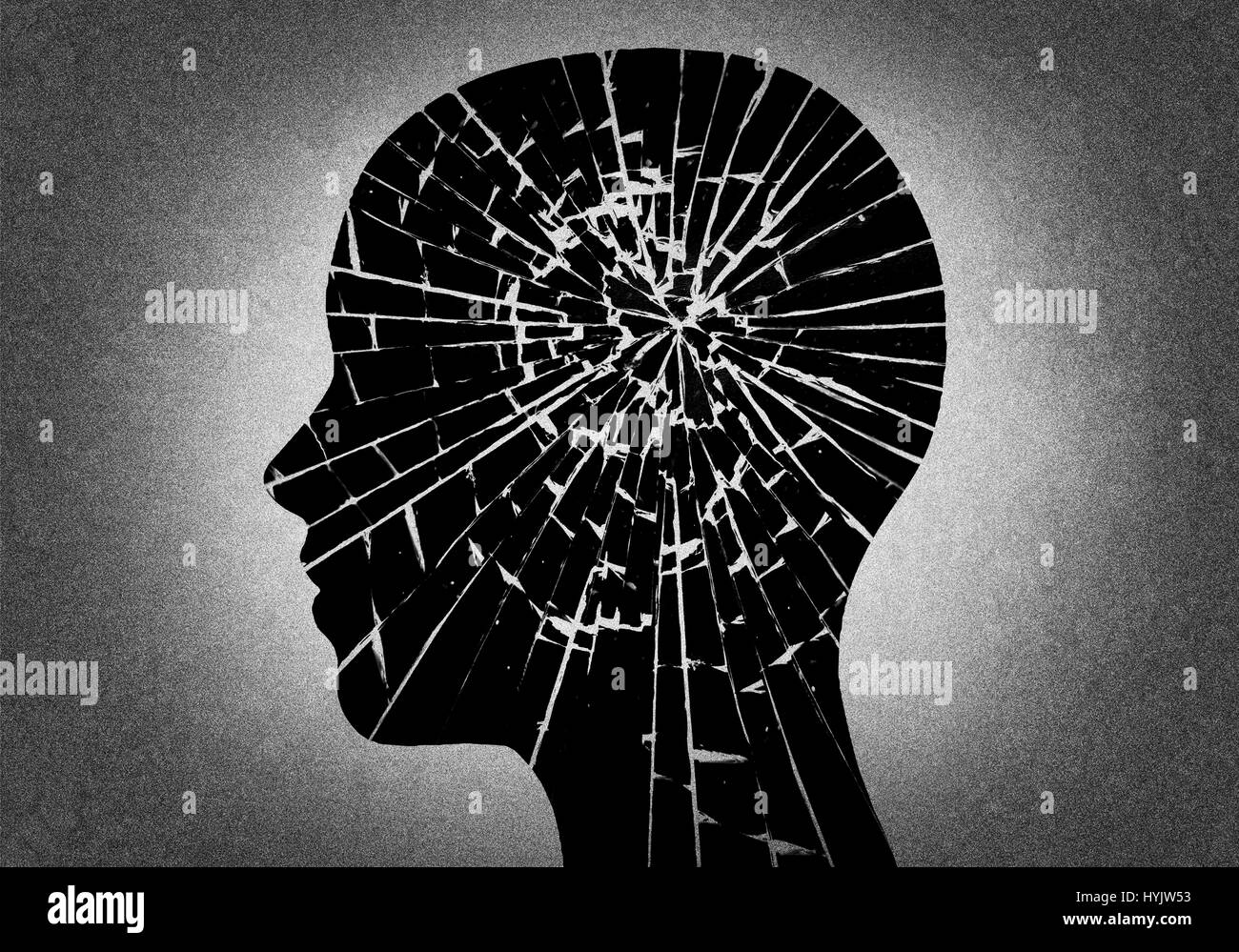 Silhouette Kopf zerbrochen wie Glas Stockfotografie - Alamy