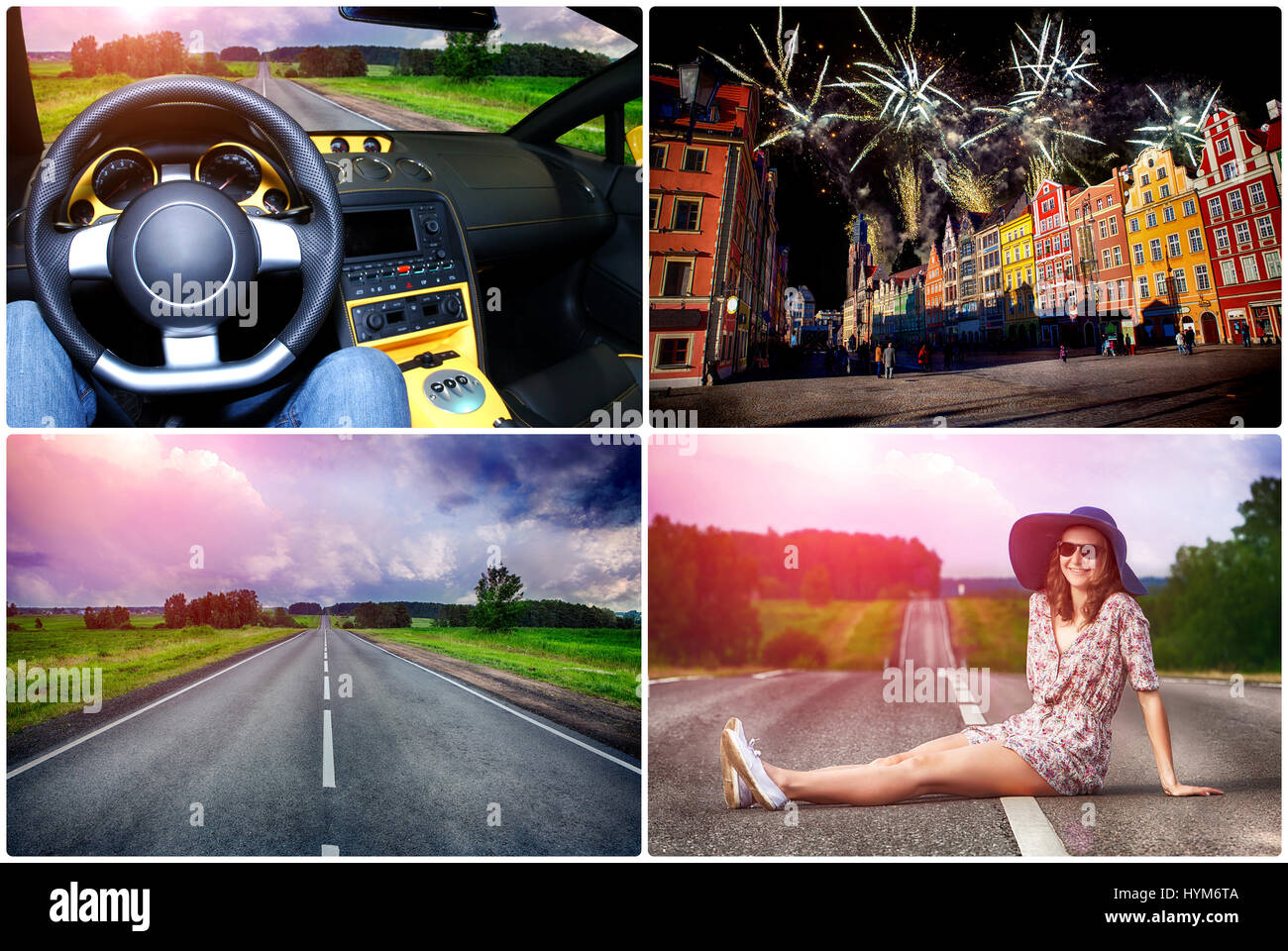 Collage von Reise-Fotos aus verschiedenen Städten Europas ...