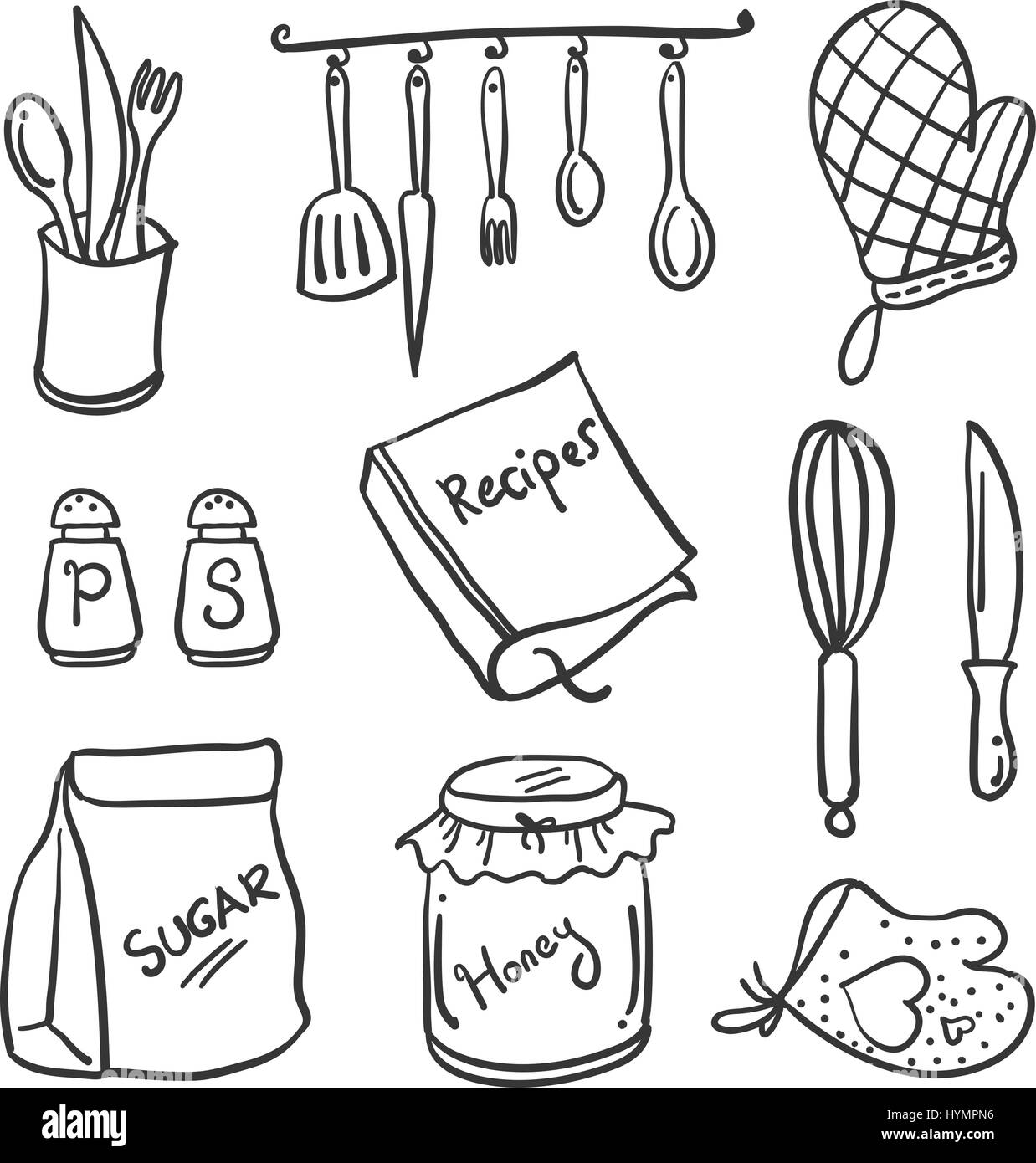 Knife Kitchen Cook Element Draw Stockfotos und -bilder Kaufen - Alamy