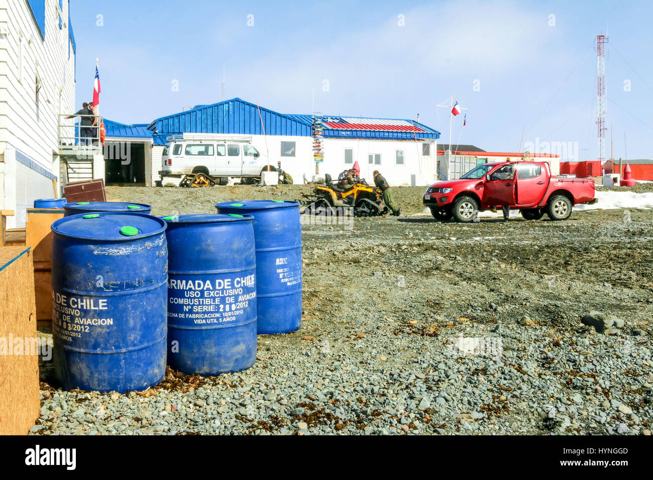 Chilenische Marine base bei Fildes Bay, King George Island, Antarktis ...