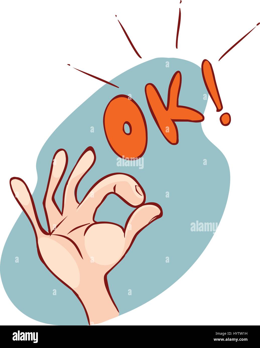 Hand zeigt "OK". Vektor Hand gemalt. Alles perfekt Stock-Vektorgrafik ...