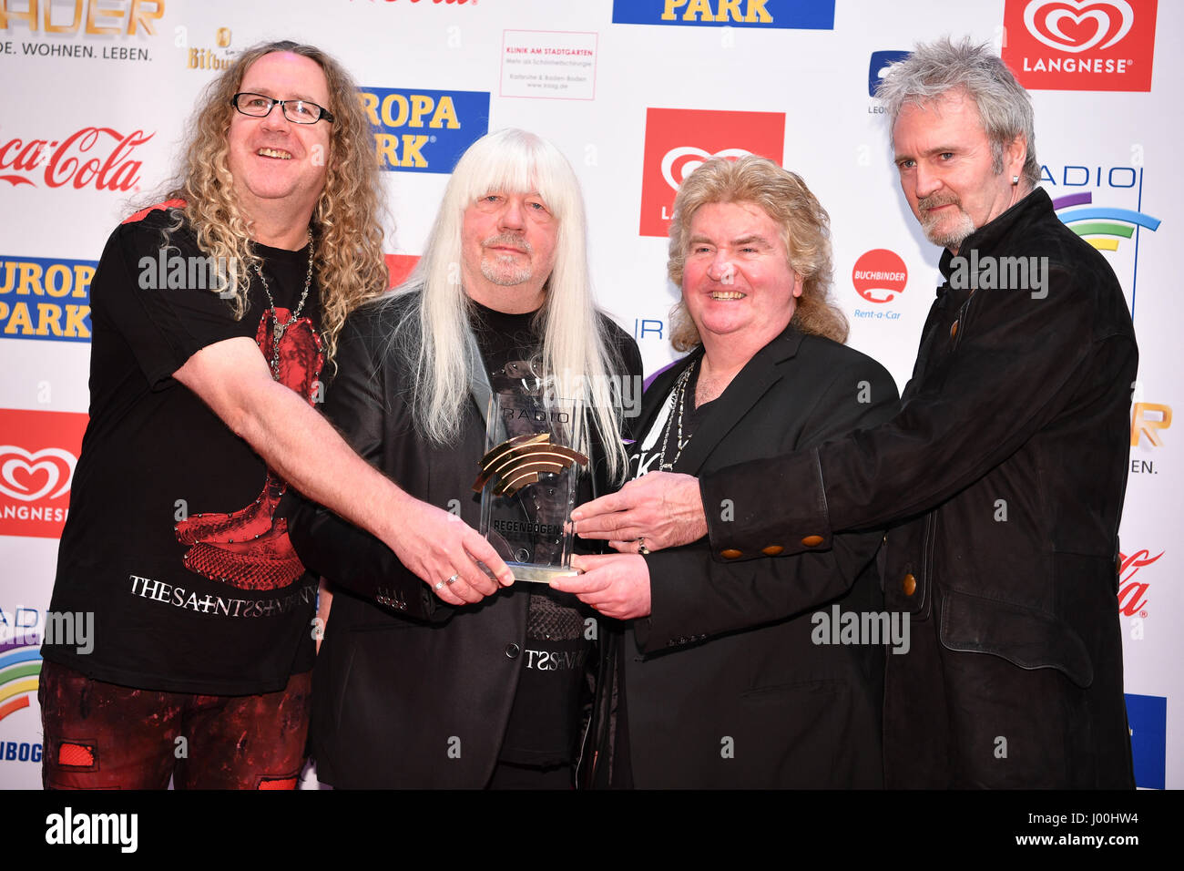 Rust, Deutschland. 7. April 2017. Mitglieder der Band "The Sweet" (Tony ...