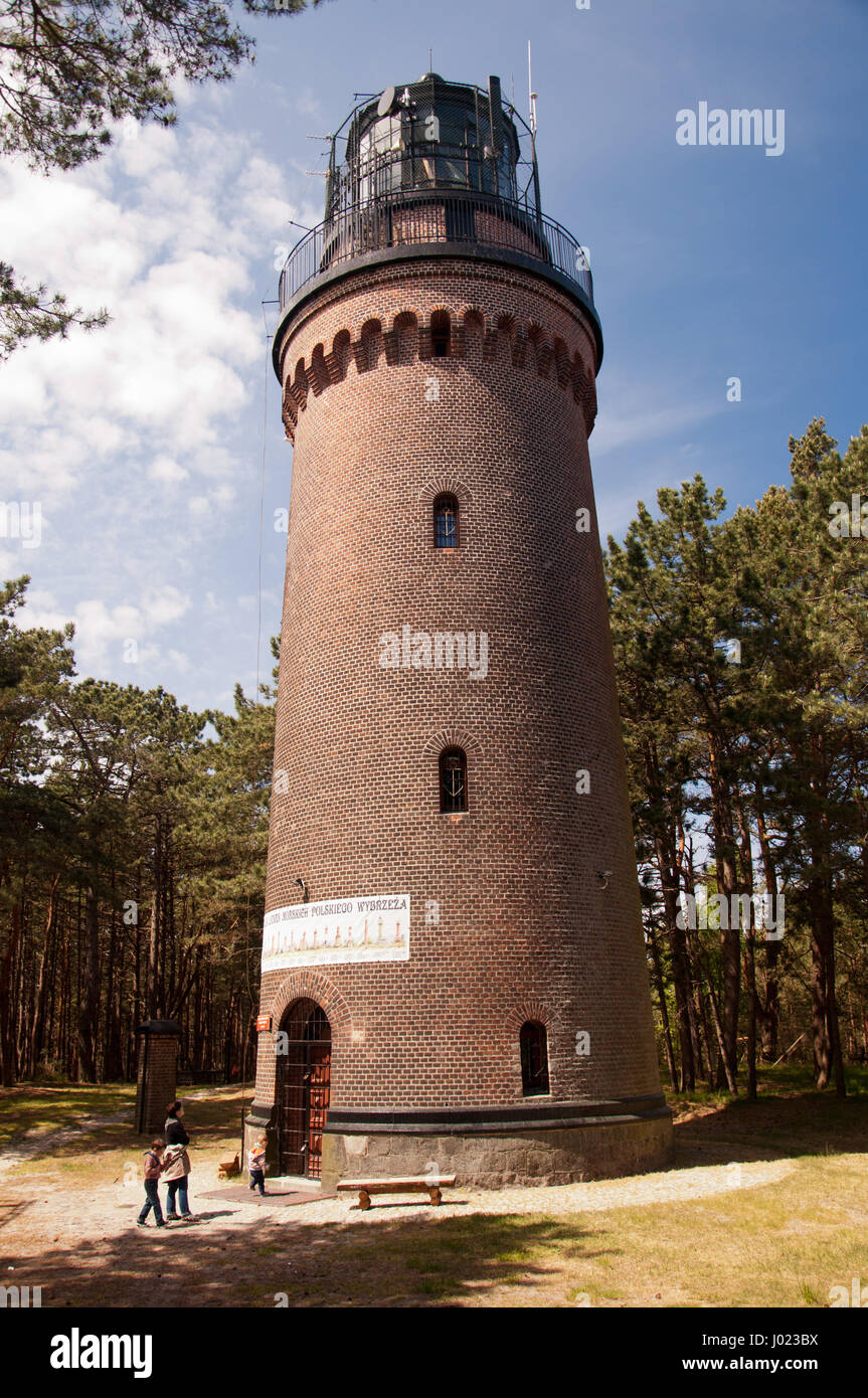 Der Leuchtturm befindet sich auf einer hohen Düne in der Nähe von Rowy ...