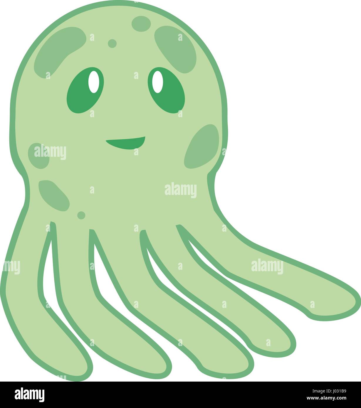 Niedliche glückliche Quallen cartoon Charakter Meer Tier Vektor ...