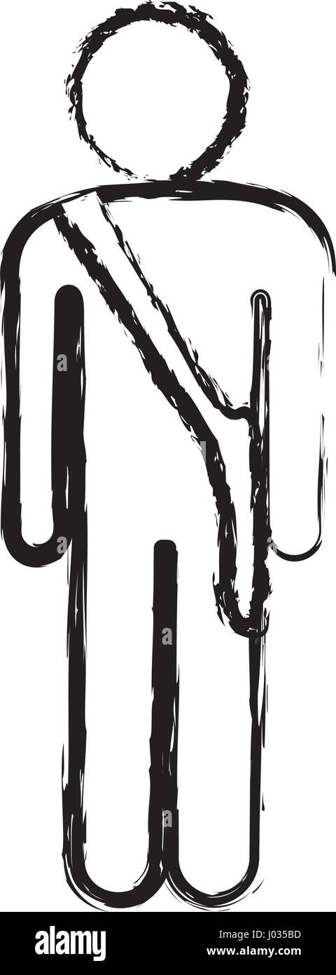 verschwommene Silhouette Piktogramm Postbote mit dem Aktenkoffer Stock ...