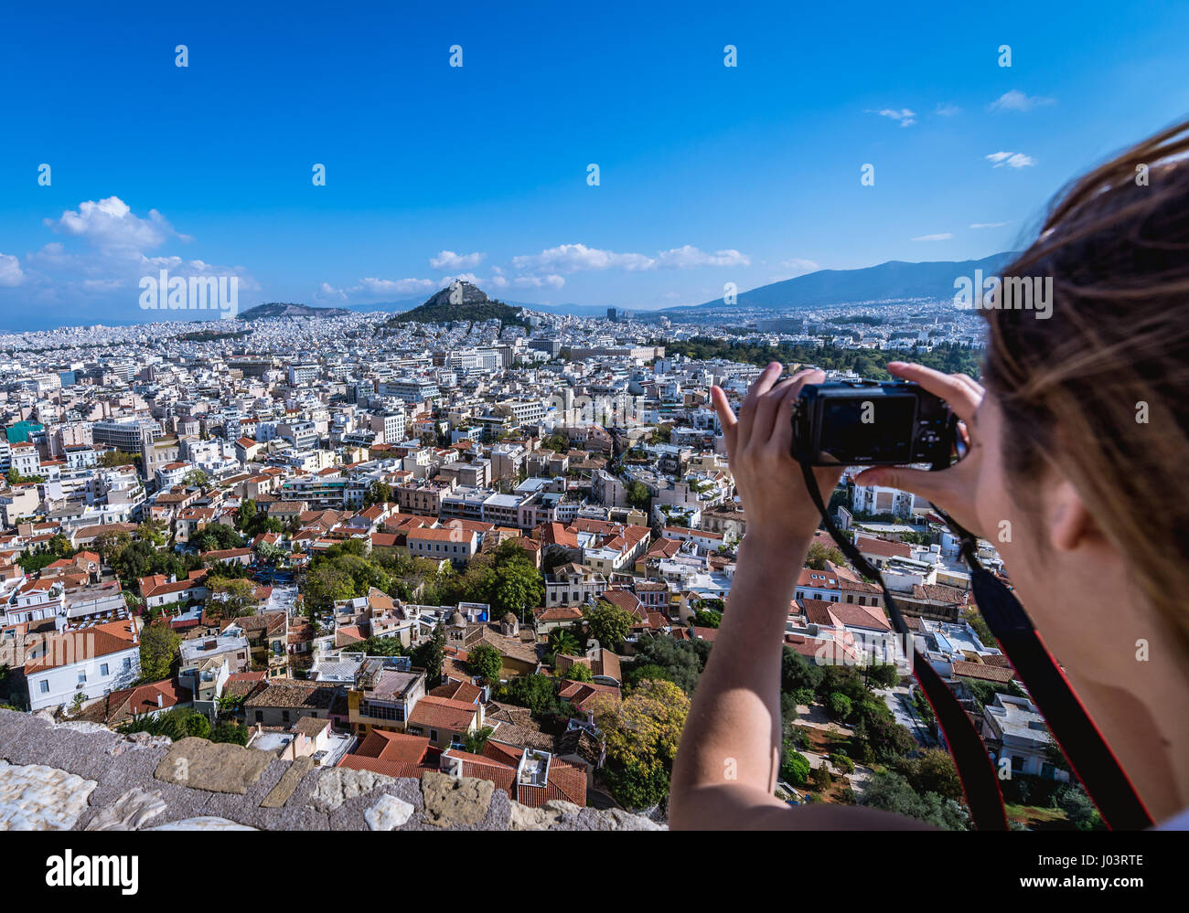 Luftbild von der Akropolis von Athen Stadt am historischen Viertel ...