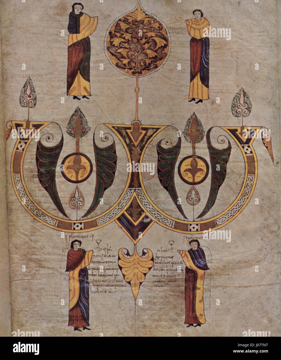 Diese beleuchtete Handschrift, die Sanctio (Meister der Bibel von León, um 960) zugeschrieben ...