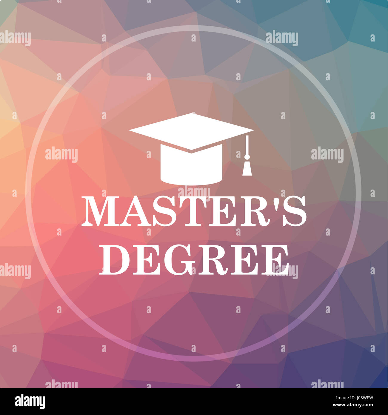 Master-Abschluss-Symbol. Master-Abschluss Website Button auf low-Poly ...