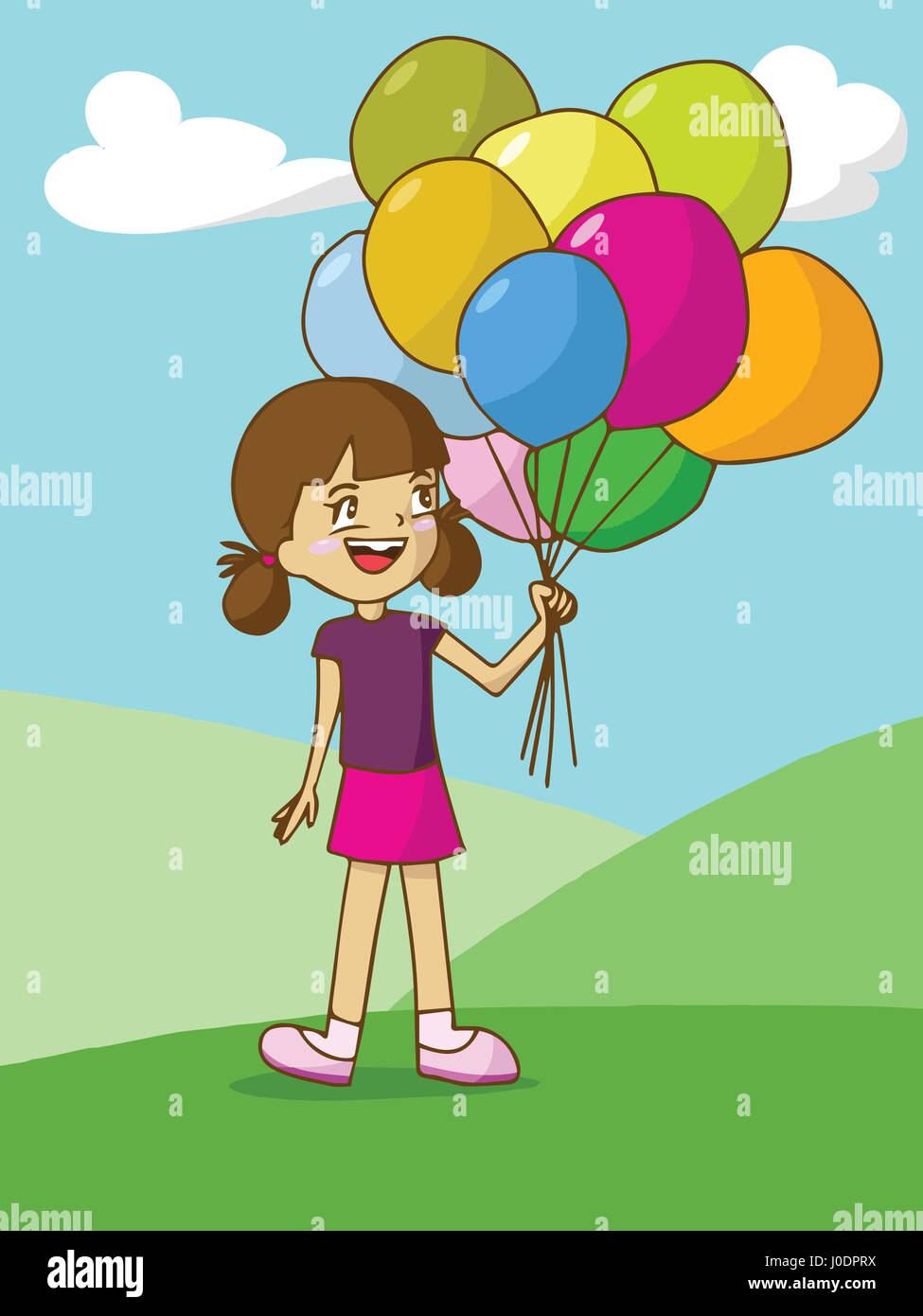 Frau Mit Luftballons Stock Vektorgrafiken Kaufen Alamy